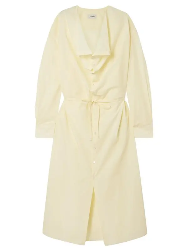 LEMAIRE Asymmetric Belted Cotton-crepe Midi Dress - Yellow