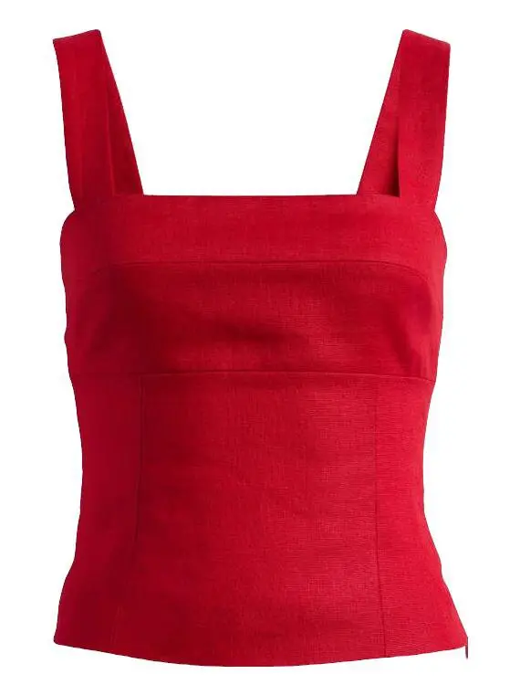 REFORMATION Darci Linen Tank - Lipstick