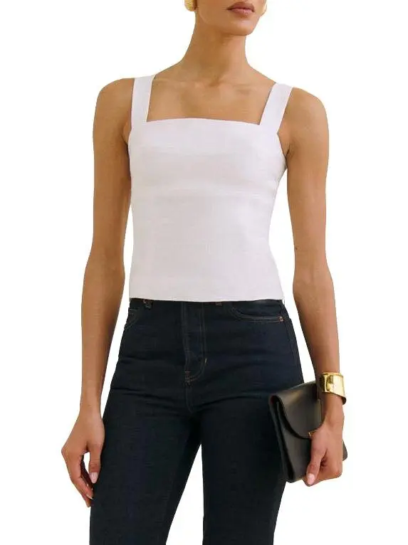 REFORMATION Darci Linen Tank - White