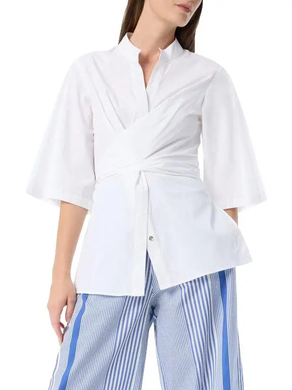 DO BY DEE OCLEPPO Esther Cotton Stretch Poplin Wrap Tunic - Optic White