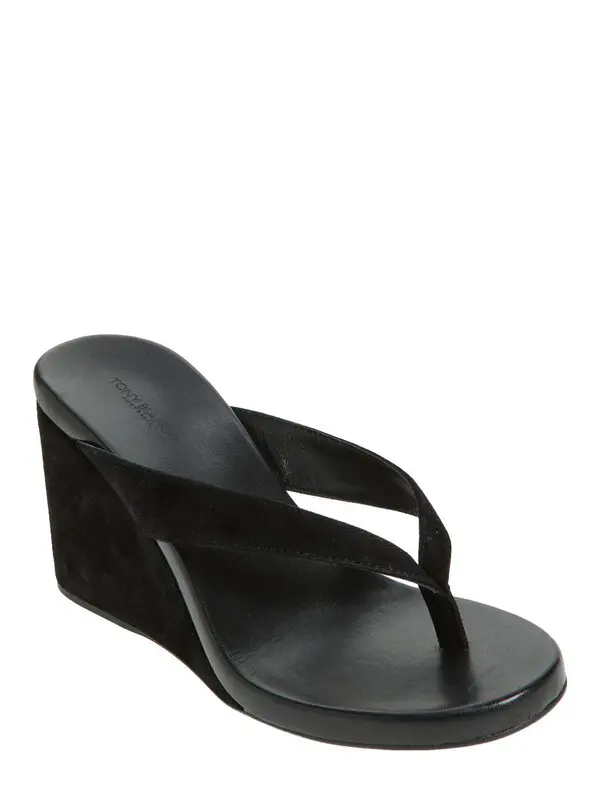 TONY BIANCO Avanti Wedge Platform Flip Flop - Black Suede