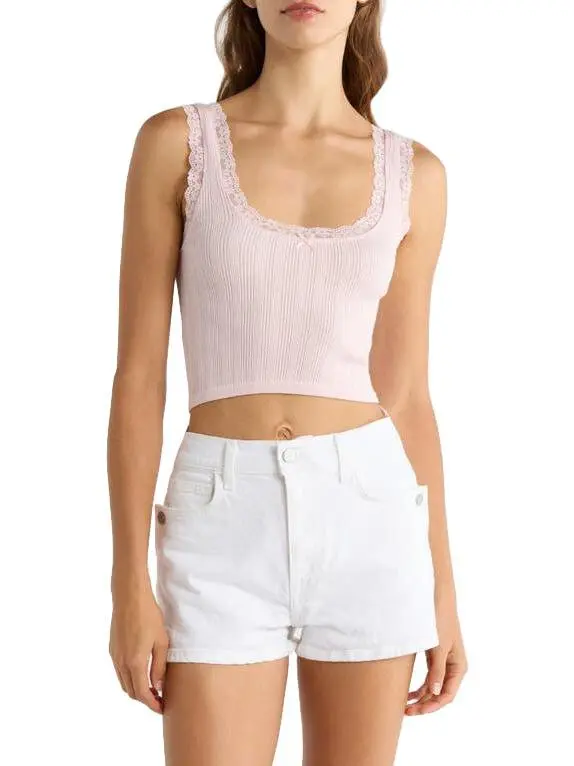 FLORENCE BY MILLS Lace Trim Crop Tank - Ballerina
