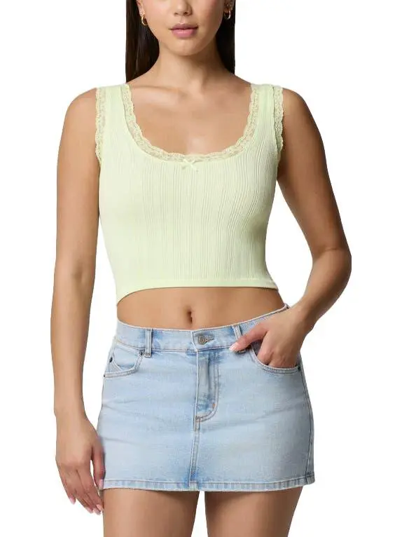 FLORENCE BY MILLS Lace Trim Crop Tank - Citrine