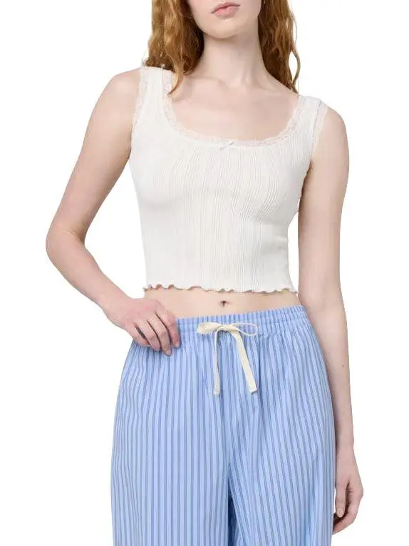 FLORENCE BY MILLS Lace Trim Crop Tank - Jet Stream