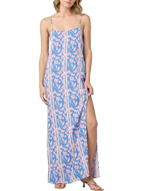 FLORENCE BY MILLS Slit Maxi Slipdress - Fan Flo Royal
