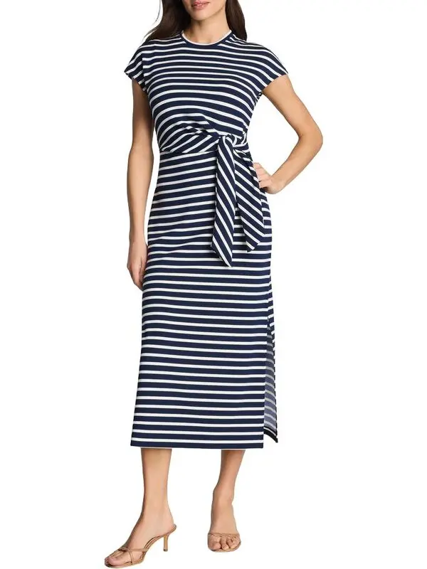 Spanx Stripe Tie Waist Maxi Dress - Yacht/navy