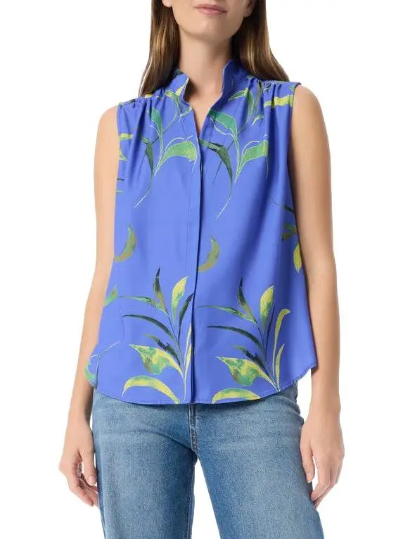 DO BY DEE OCLEPPO Jade Leaf Print Top - Baja Blue- Tossed Leaves