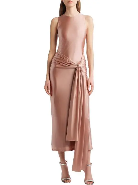 RARE LONDON Liquid Jersey Cocktail Dress - Blush