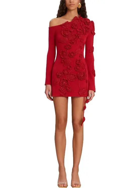 Cult Gaia Kaela Floral Appliqué Minidress - Merlot