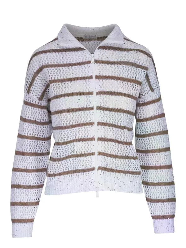 Brunello Cucinelli Linen-blend Cardigan - White
