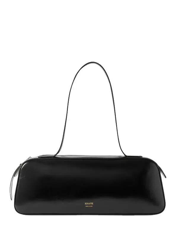 Khaite Simona Glossed-leather Shoulder Bag - Black