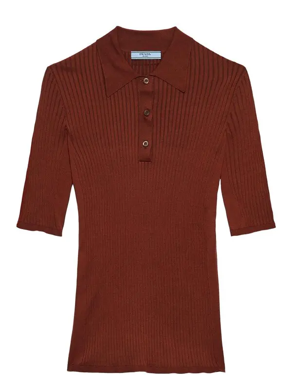 Prada Cotton Polo Sweater - Rust