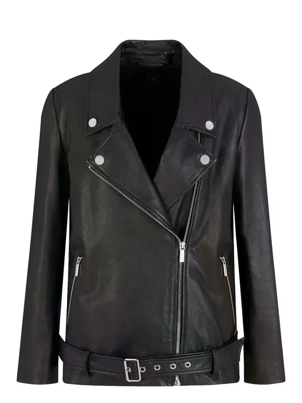 Armani Exchange Leather Biker Jacket - Black