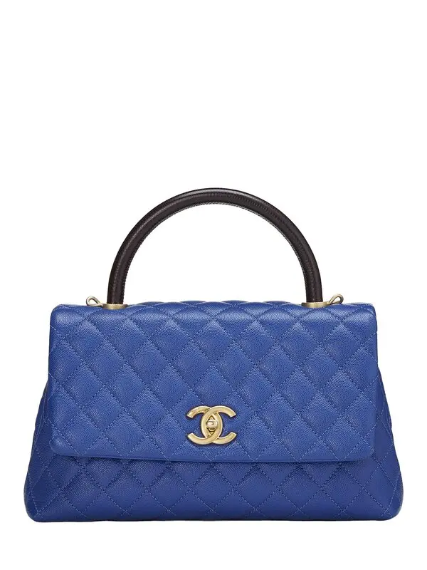 Chanel Quilted Caviar Coco Handle Bag - Blue