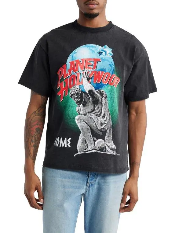 ID SUPPLY CO Planet Hollywood™ Titan Atlas Cotton Graphic T-shirt - Washed Black