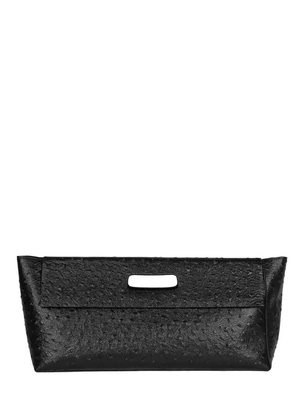Jeffrey Campbell Toolbox Leather Clutch - Black Ostrich