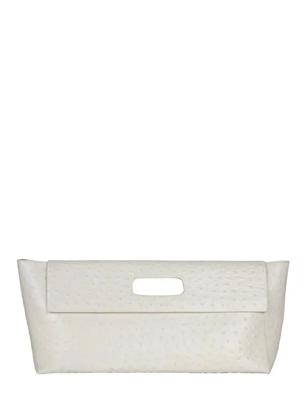 Jeffrey Campbell Toolbox Leather Clutch - White Ostrich