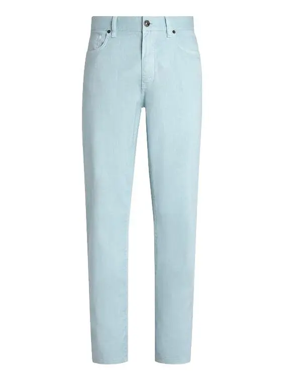 Zegna Roccia Slim Fit Linen & Cotton Stretch Twill Jeans - Light Blue Fantasy
