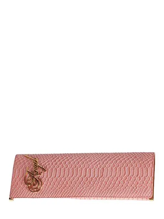 Jeffrey Campbell Halo-c Leather Clutch - Pink Snake
