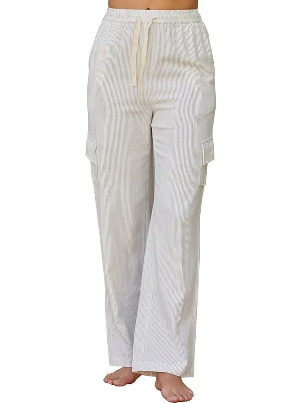 CRESCENT Pinstripe Straight-leg Pants - White/black