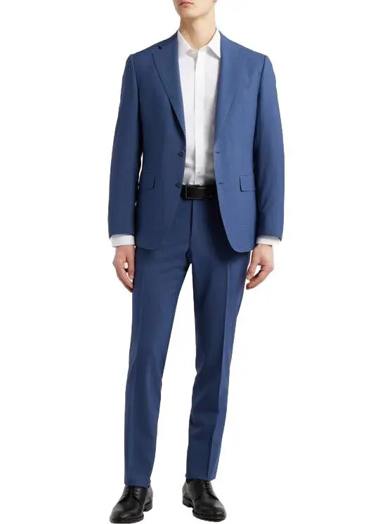 Canali Capri Trim Fit Solid Blue Impeccabile Super 130s Wool Suit - Med Blue