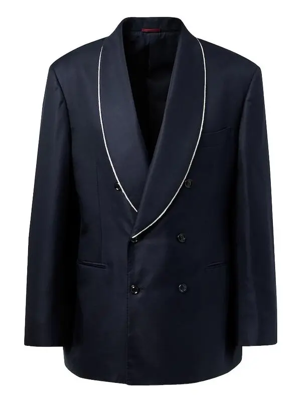 Brunello Cucinelli Silk Tuxedo Jacket - Blue