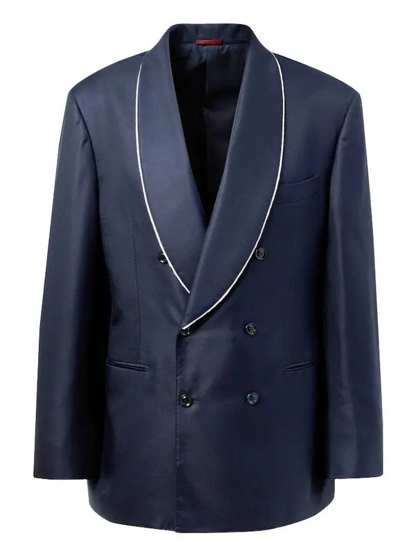 Brunello Cucinelli Silk Tuxedo Jacket - Blue