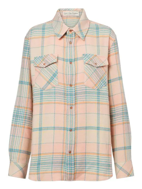 GOD'S TRUE CASHMERE Lover Plaid Cashmere Shirt - Orange