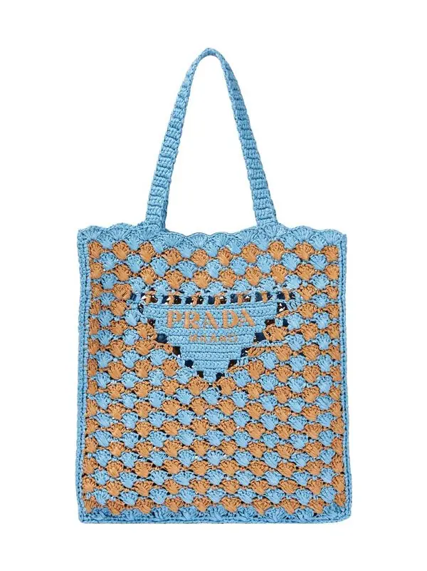 Prada Logo Crochet Shopper - Blue