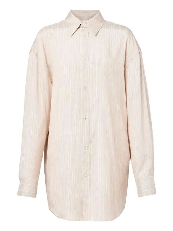 Saint Laurent Silk Button-up Shirt - Beige