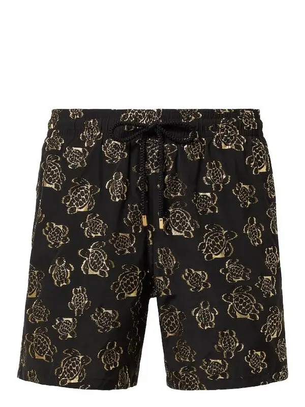 Vilebrequin Jacquard Embroidered Swim Trunks - Black