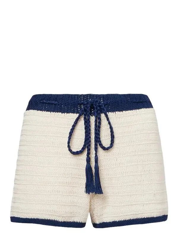 Anna Kosturova Seaside Crochet Shorts - Blue