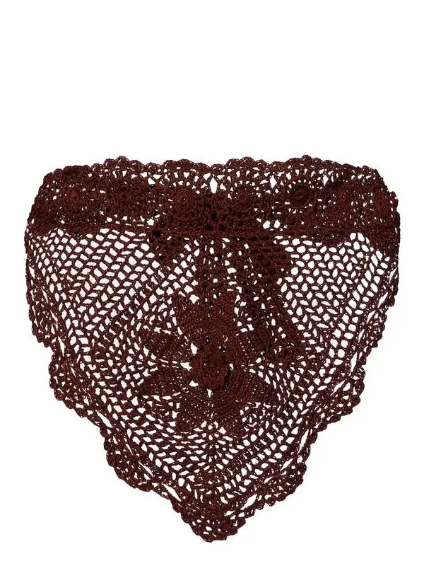 Anna Kosturova Crochet Cotton Crop Top - Brown
