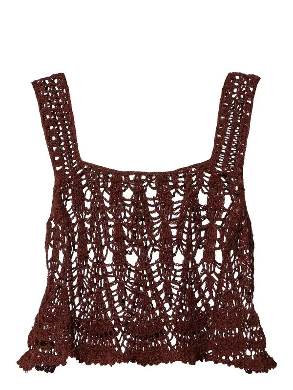 Anna Kosturova Crochet Cotton Crop Top - Brown