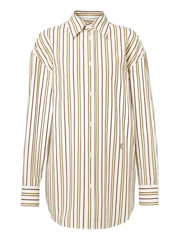 Saint Laurent Cassandre Striped Cotton Poplin Shirt - Multicoloured