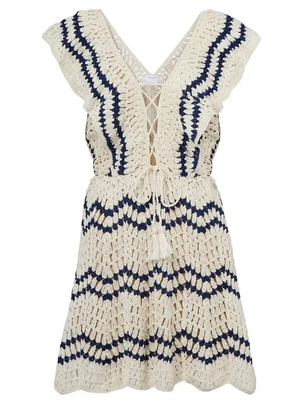 Anna Kosturova Seaside Crochet Polo Dress - Red