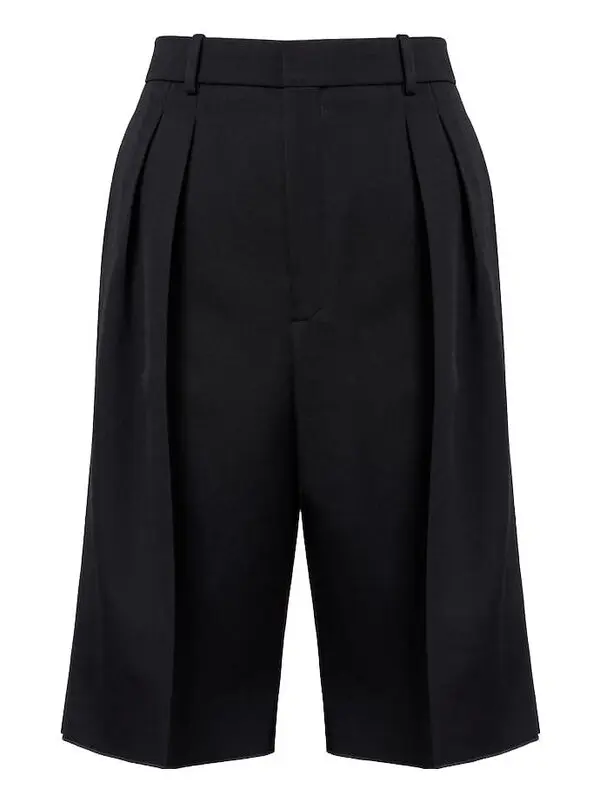 Saint Laurent Grain De Poudre Wool Bermuda Shorts - Black