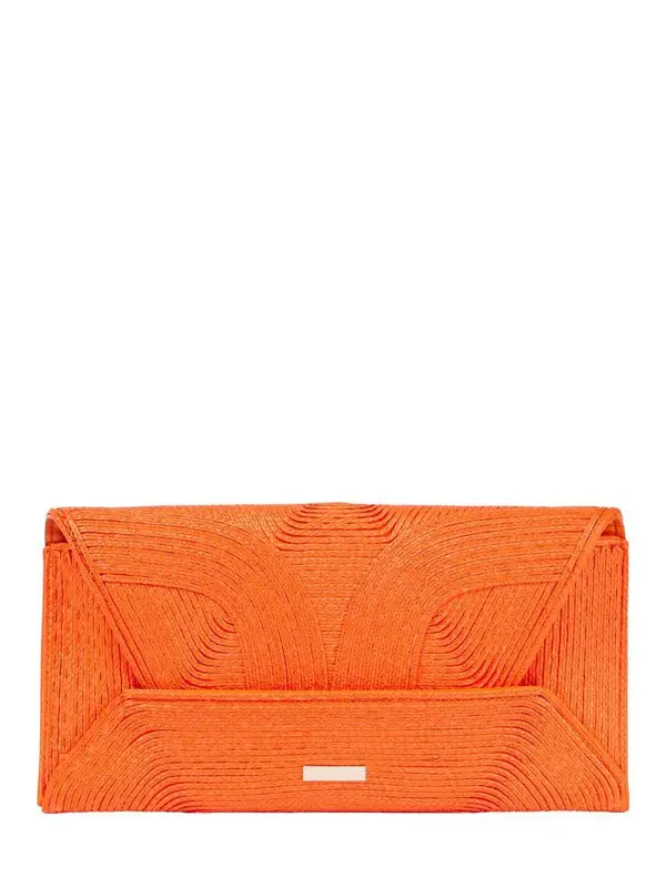 AQUAZZURA Vacanza Small Raffia Clutch - Orange