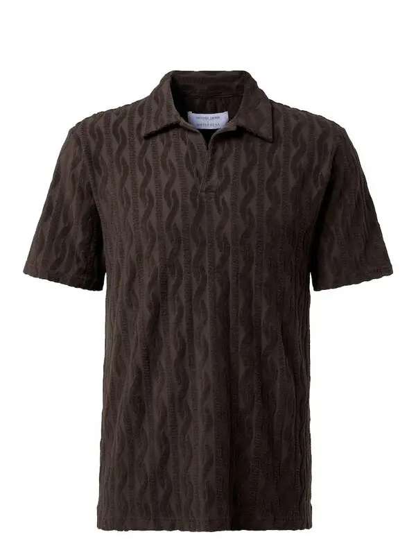 Frescobol Carioca Faustino Cotton Terry Jacquard Polo Shirt - Brown