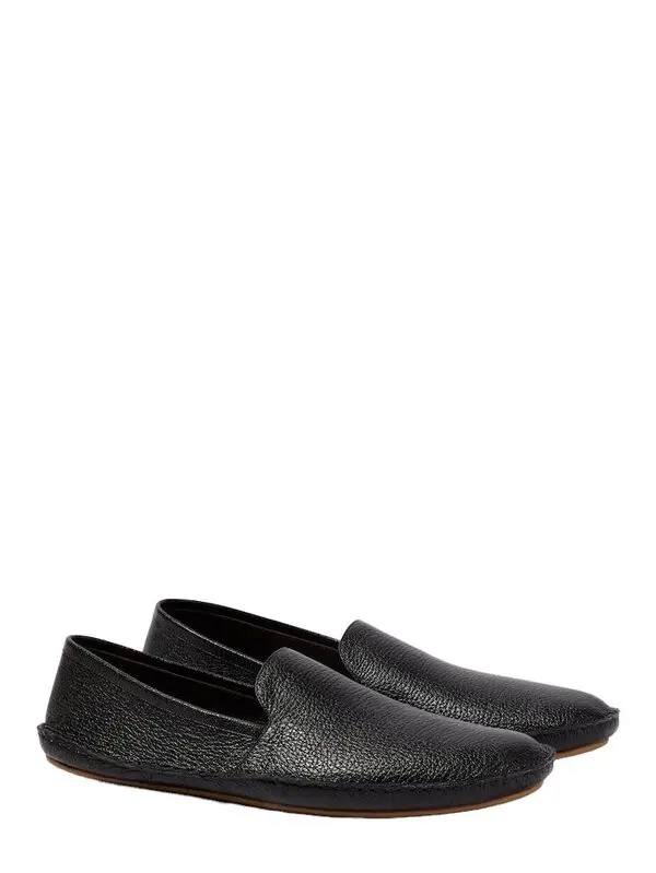 THE ROW Vasko Leather Slip-on Shoes - Black