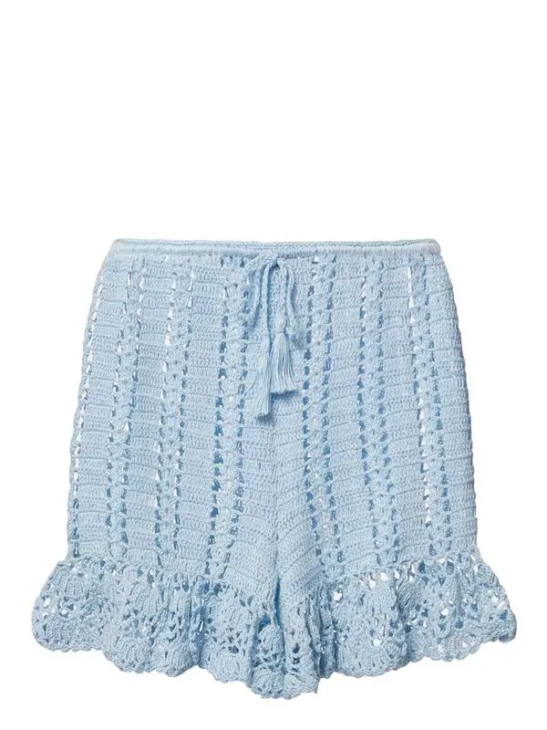 Anna Kosturova Crochet Cotton Shorts - Blue