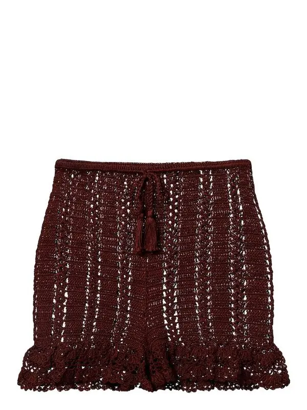 Anna Kosturova Crochet Cotton Shorts - Brown