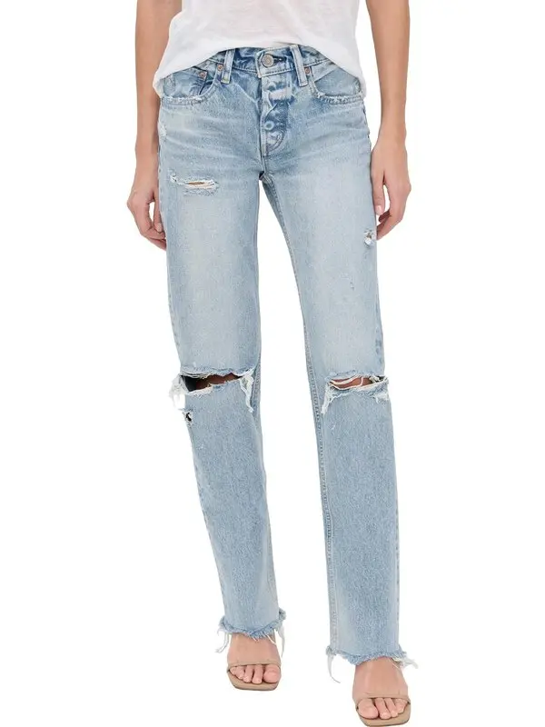 Moussy Vintage Odessa Straight Low Jeans - Light Blue