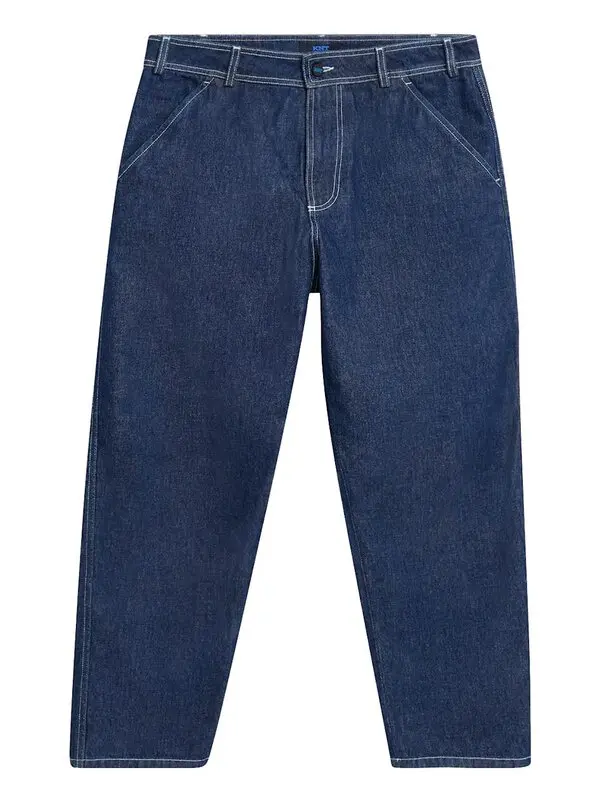 KNT Contrast-stitch Raw Denim Jeans - Blu