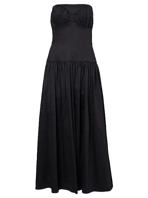 Tove Lauryn Strapless Cotton-poplin Midi Dress - Black