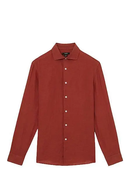 REISS Ruban Classic Collar Linen Shirt - Paprika Red