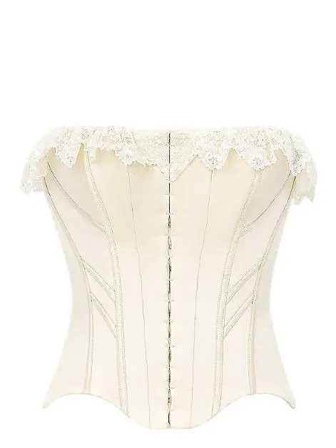 House Of Cb Idella Lace-trim Corset Top - Cream