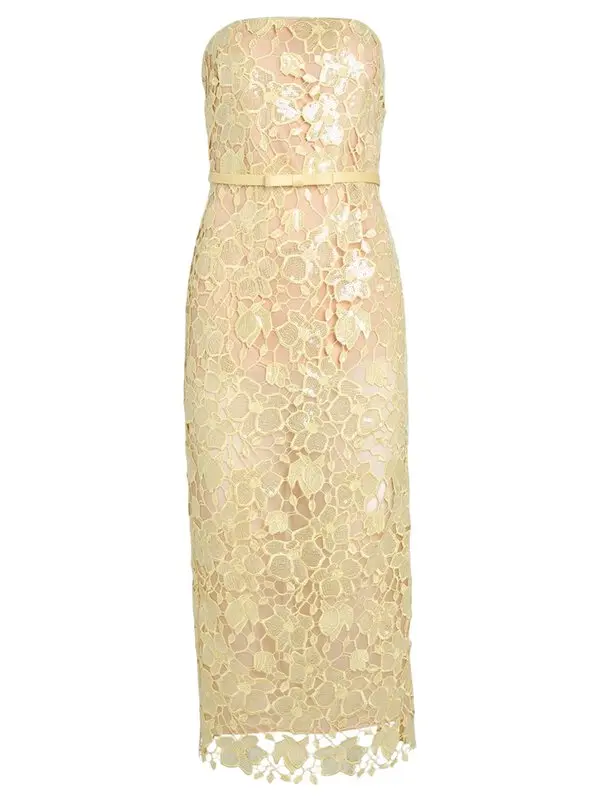 Retrofete Rowen Sequin Lace Midi Dress - Yuzu