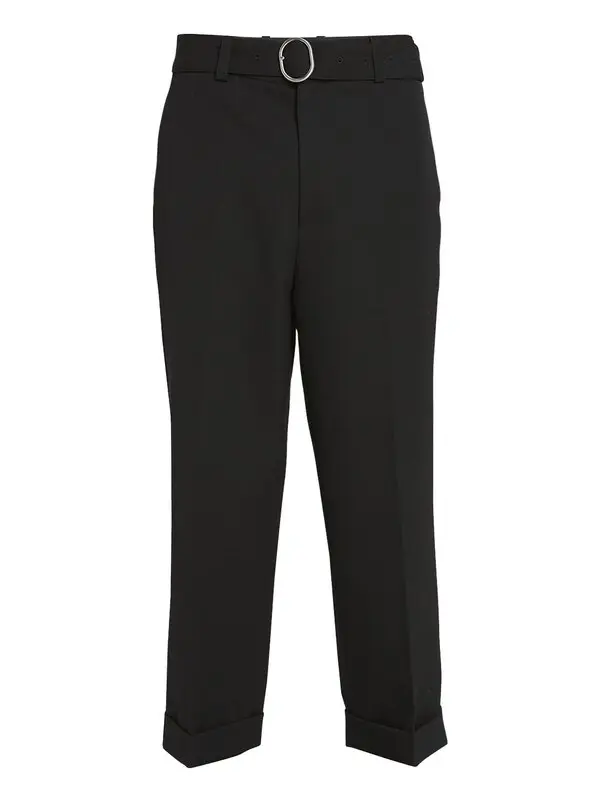 JIL SANDER Belted Straight-leg Cuffed Trousers - Black