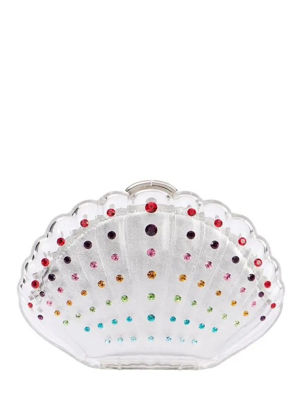 AQUAZZURA Crystal Shell Embellished Clutch - Multicoloured
